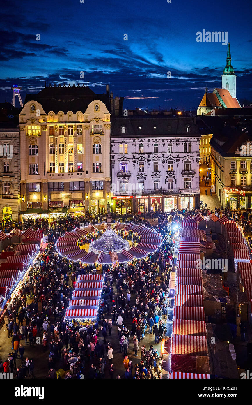 Bratislava, Slovakia. 16th December, 2017. Christmas market at Hlavné ...