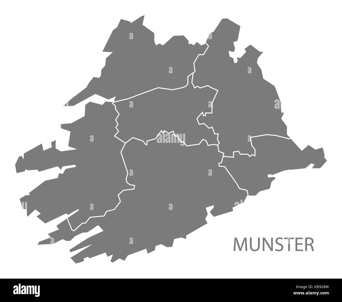Munster with counties Ireland Map grey Stock Photo - Alamy