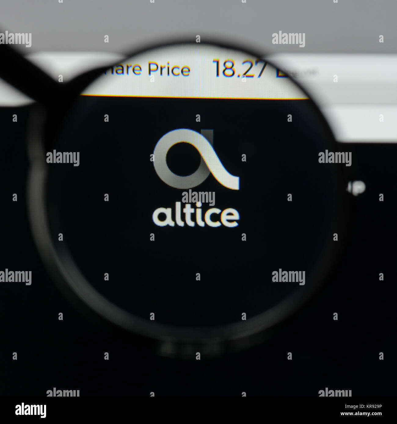 Milan, Italy - August 10, 2017: Altice logo on the website homepage ...