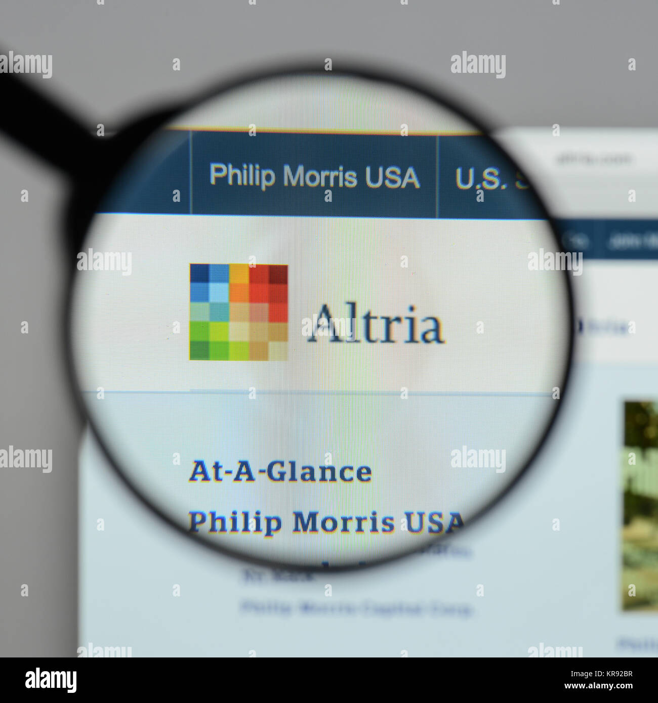 Milan, Italy - August 10, 2017: Altria Group website. It is an American ...