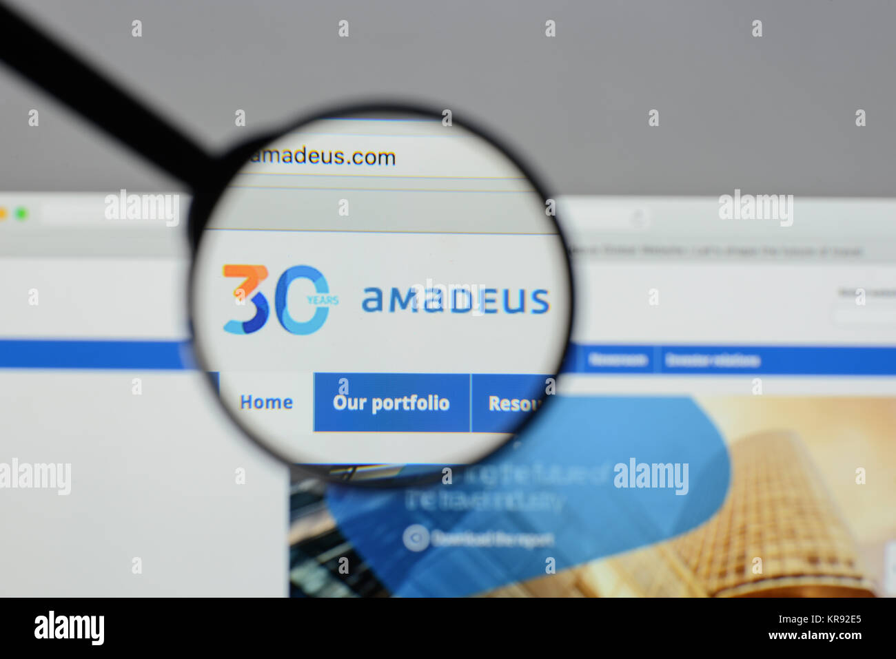 Milan, Italy - August 10, 2017: Amadeus IT Group website homepage. It ...
