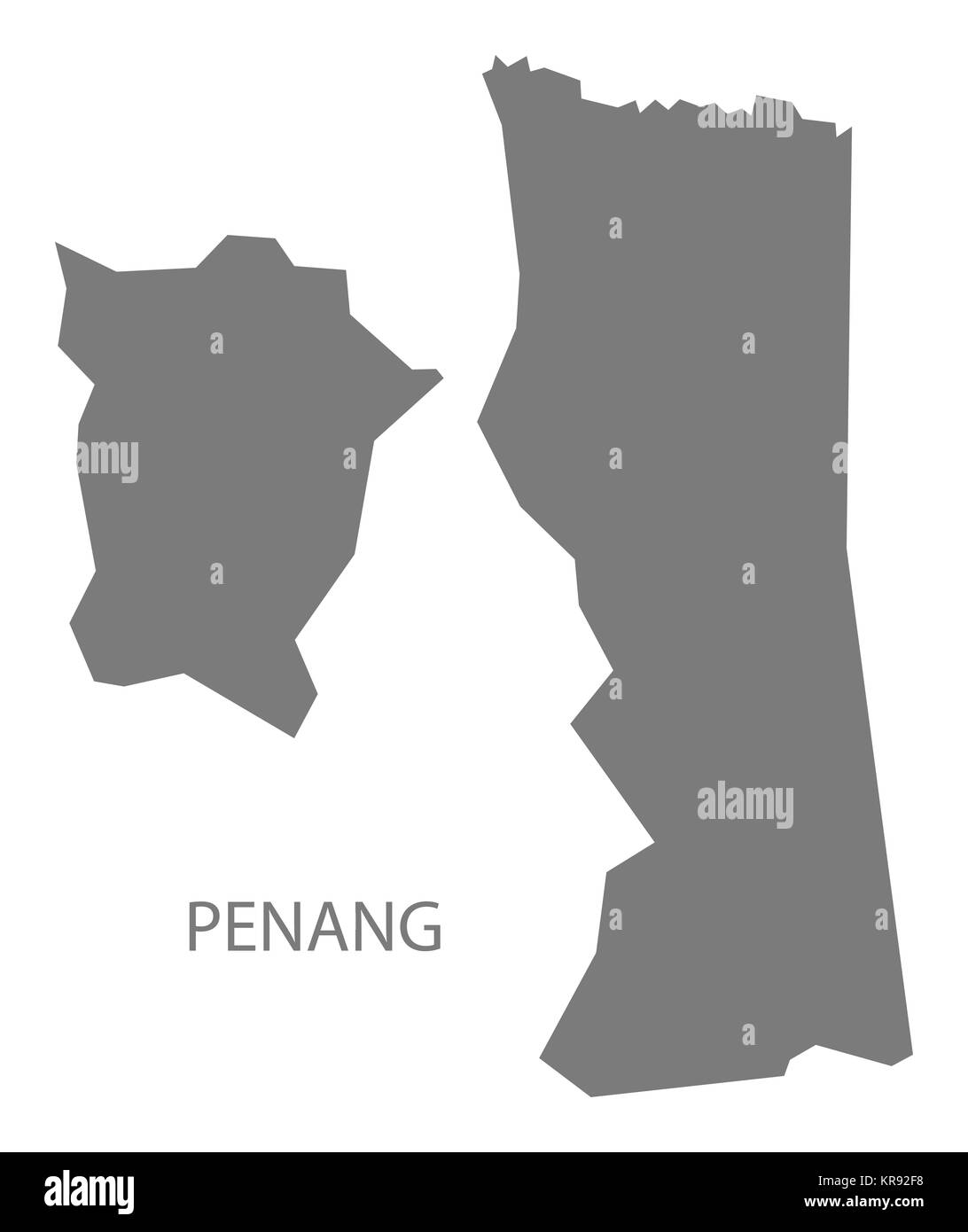 Penang Malaysia Map grey Stock Photo - Alamy