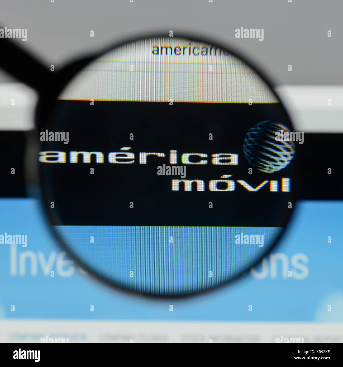 Milan, Italy - August 10, 2017: America Movil logo on the website ...