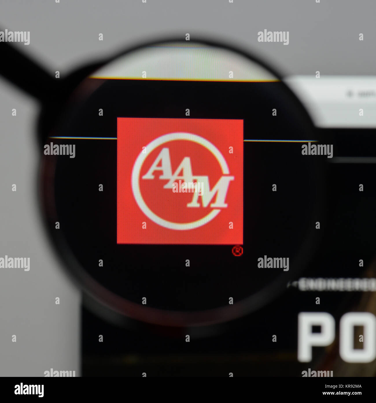 Milan, Italy - August 10, 2017: American Axle & Manufacturing website ...