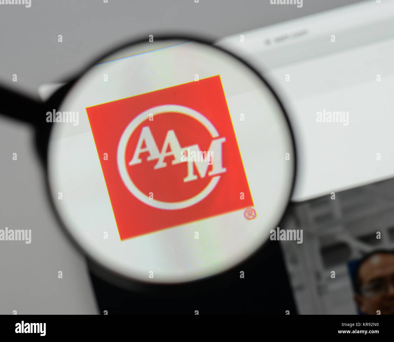 Milan, Italy - August 10, 2017: American Axle & Manufacturing website ...