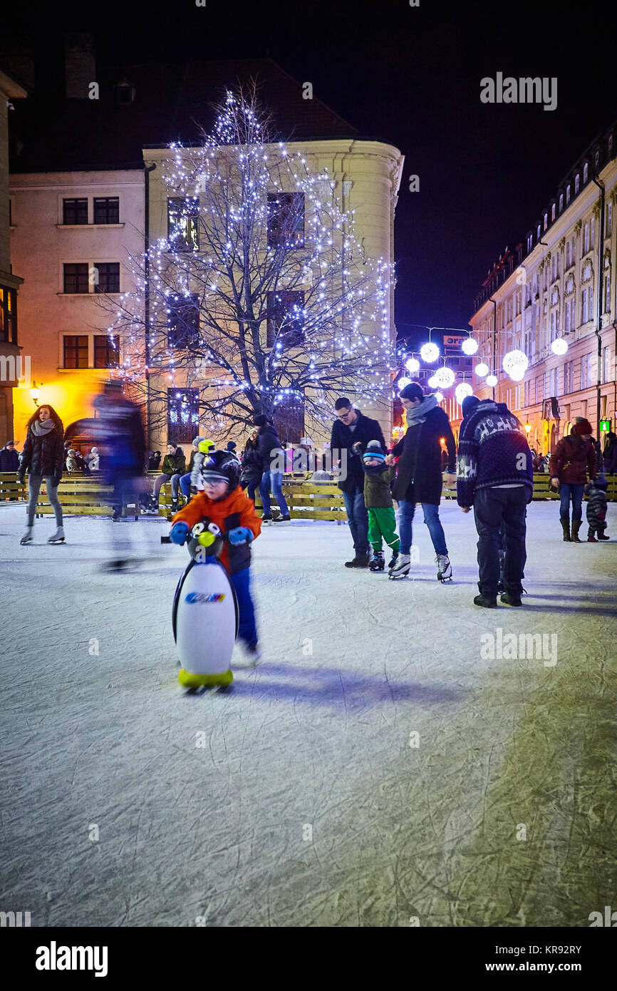 Bratislava, Slovakia. 16th December, 2017. People ice skating at ...