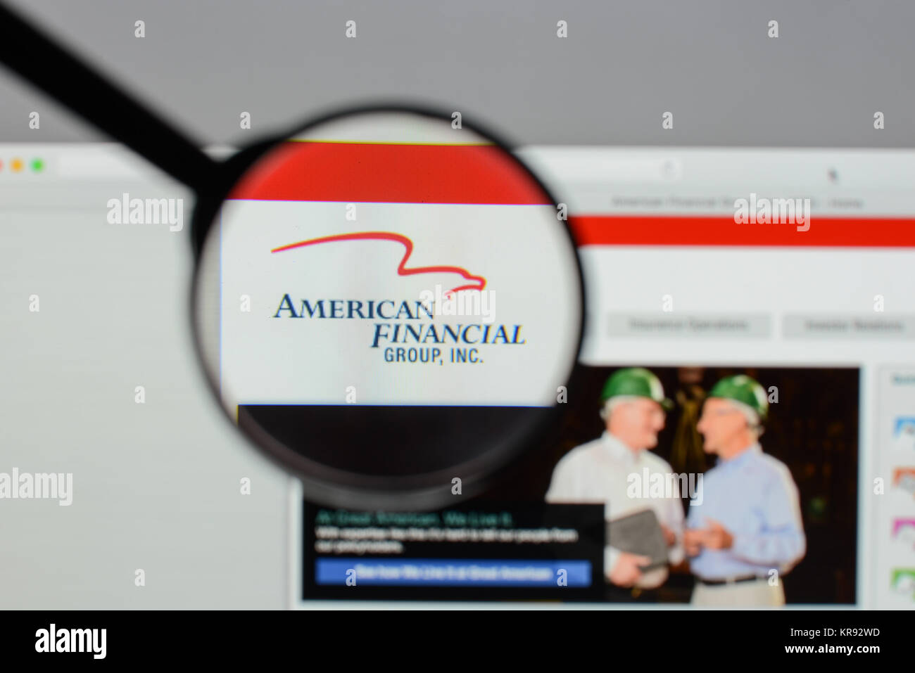 Milan, Italy - August 10, 2017: American Financial Group website ...