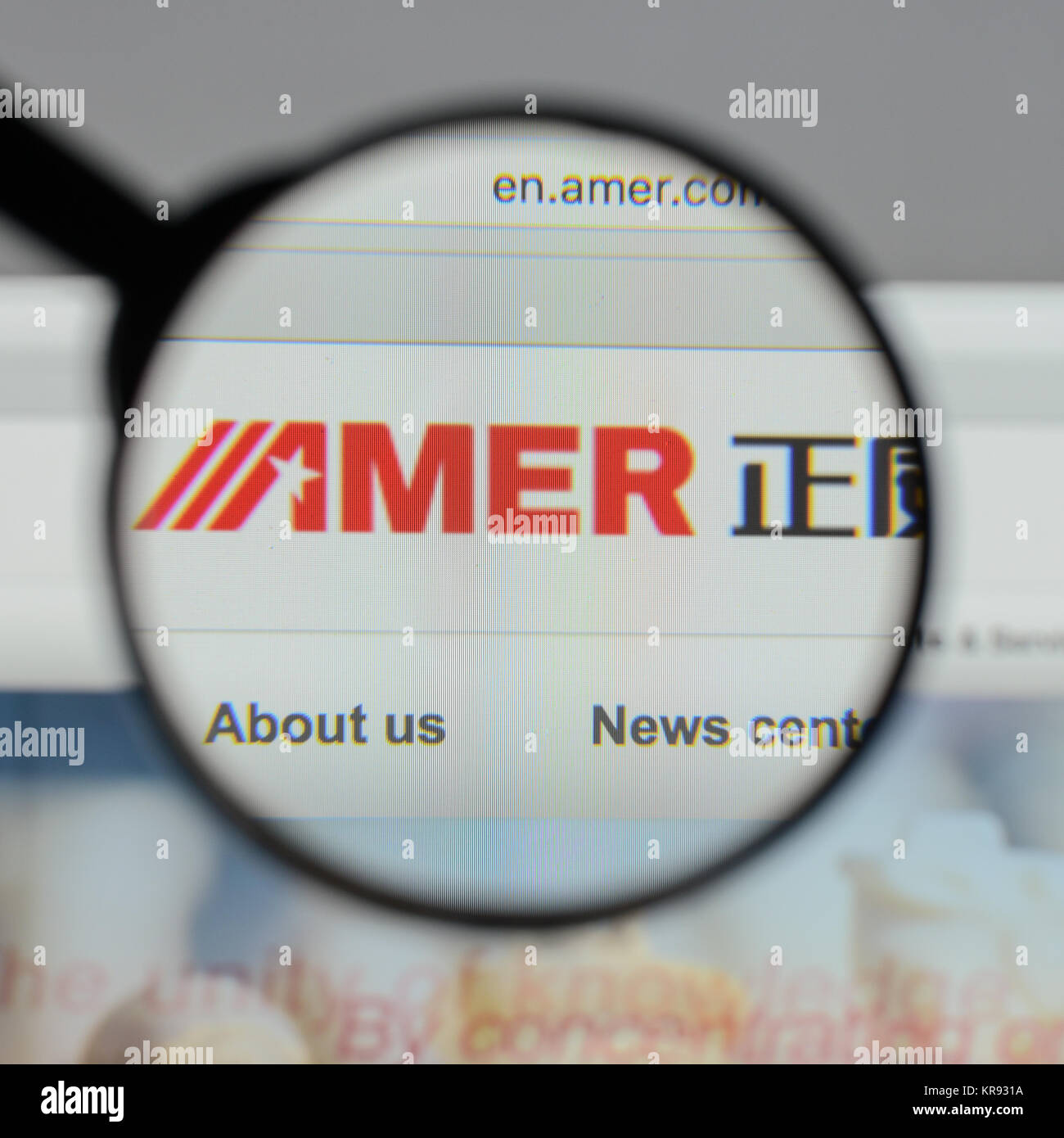 Milan, Italy - August 10, 2017: Amer International Group website ...