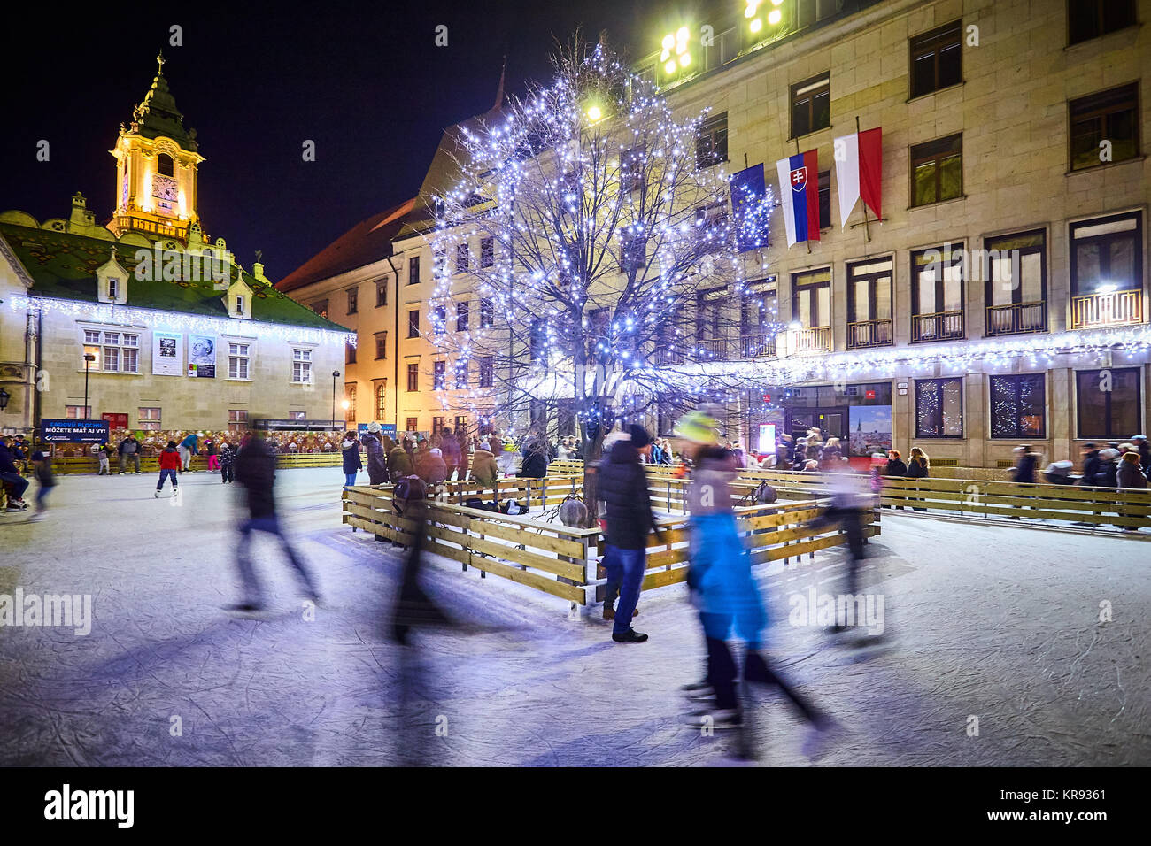 Bratislava, Slovakia. 16th December, 2017. People ice skating at ...