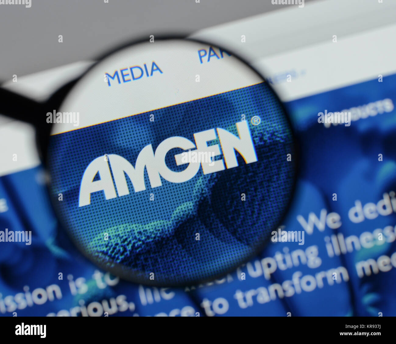 Milan, Italy - August 10, 2017: amgen website homepage. It is an ...