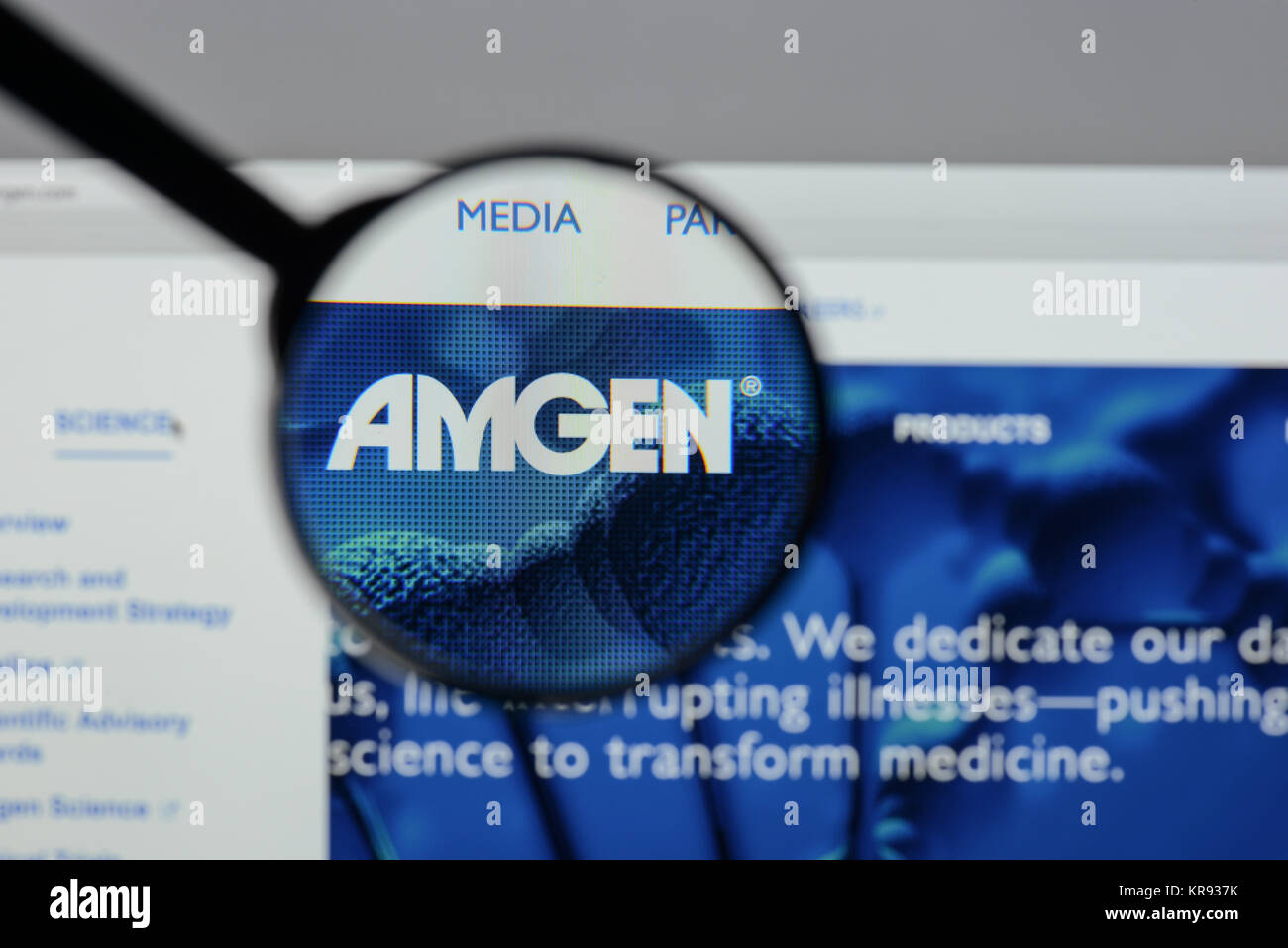 Milan, Italy - August 10, 2017: amgen website homepage. It is an ...