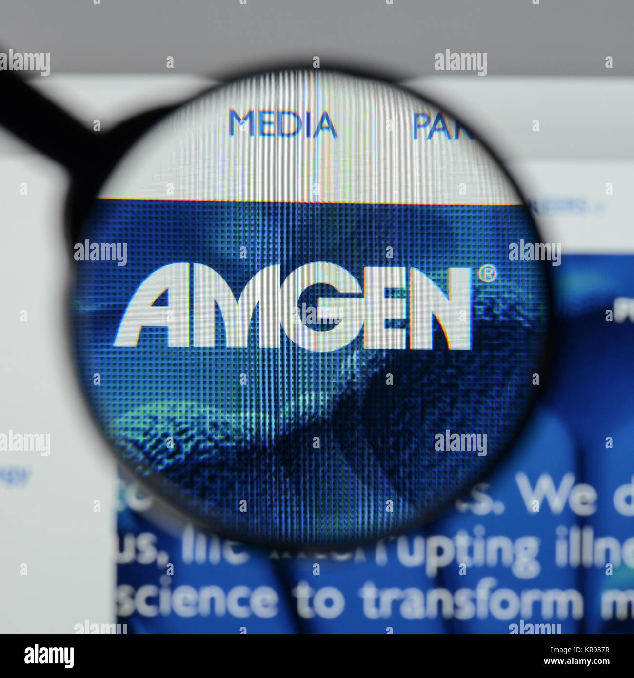 Milan, Italy - August 10, 2017: amgen website homepage. It is an ...