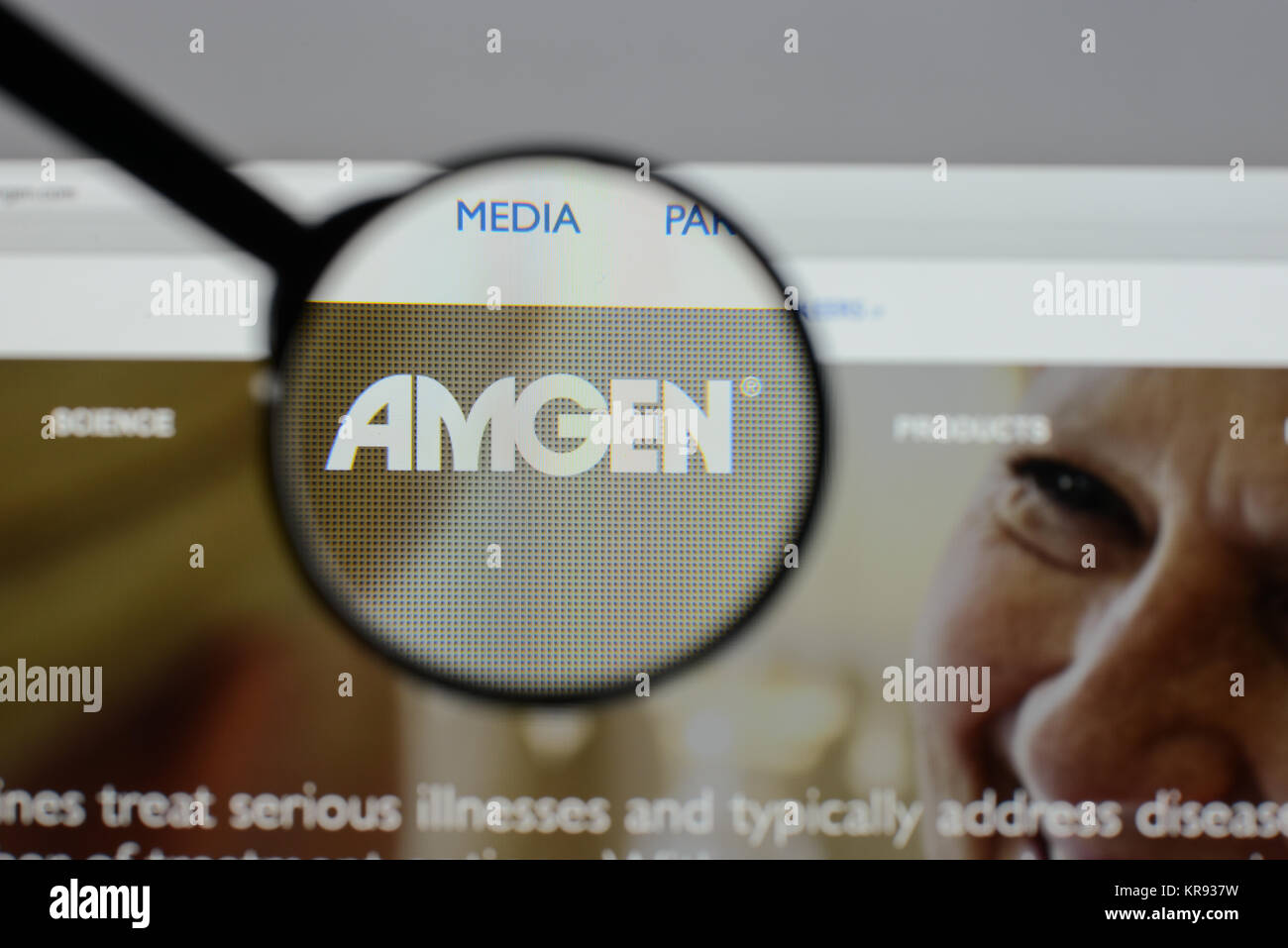 Milan, Italy - August 10, 2017: amgen website homepage. It is an ...