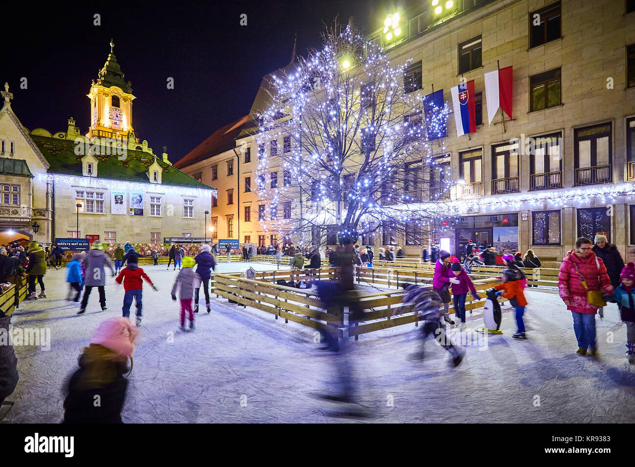 Bratislava, Slovakia. 16th December, 2017. People ice skating at ...