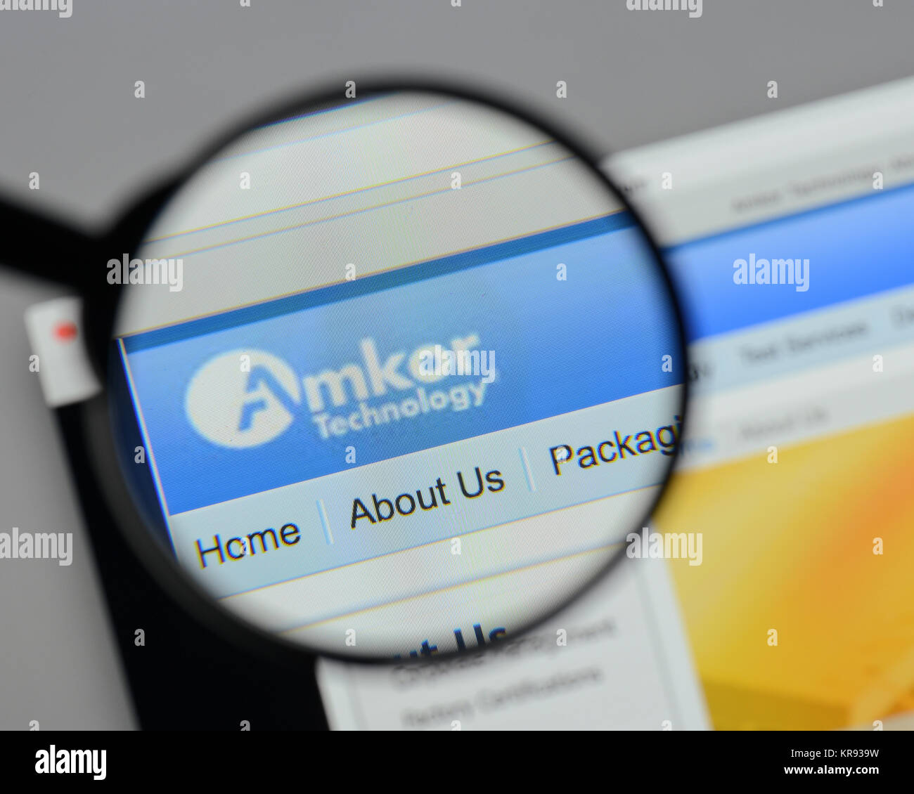 Milan, Italy - August 10, 2017: Amkor Technology website homepage. It ...