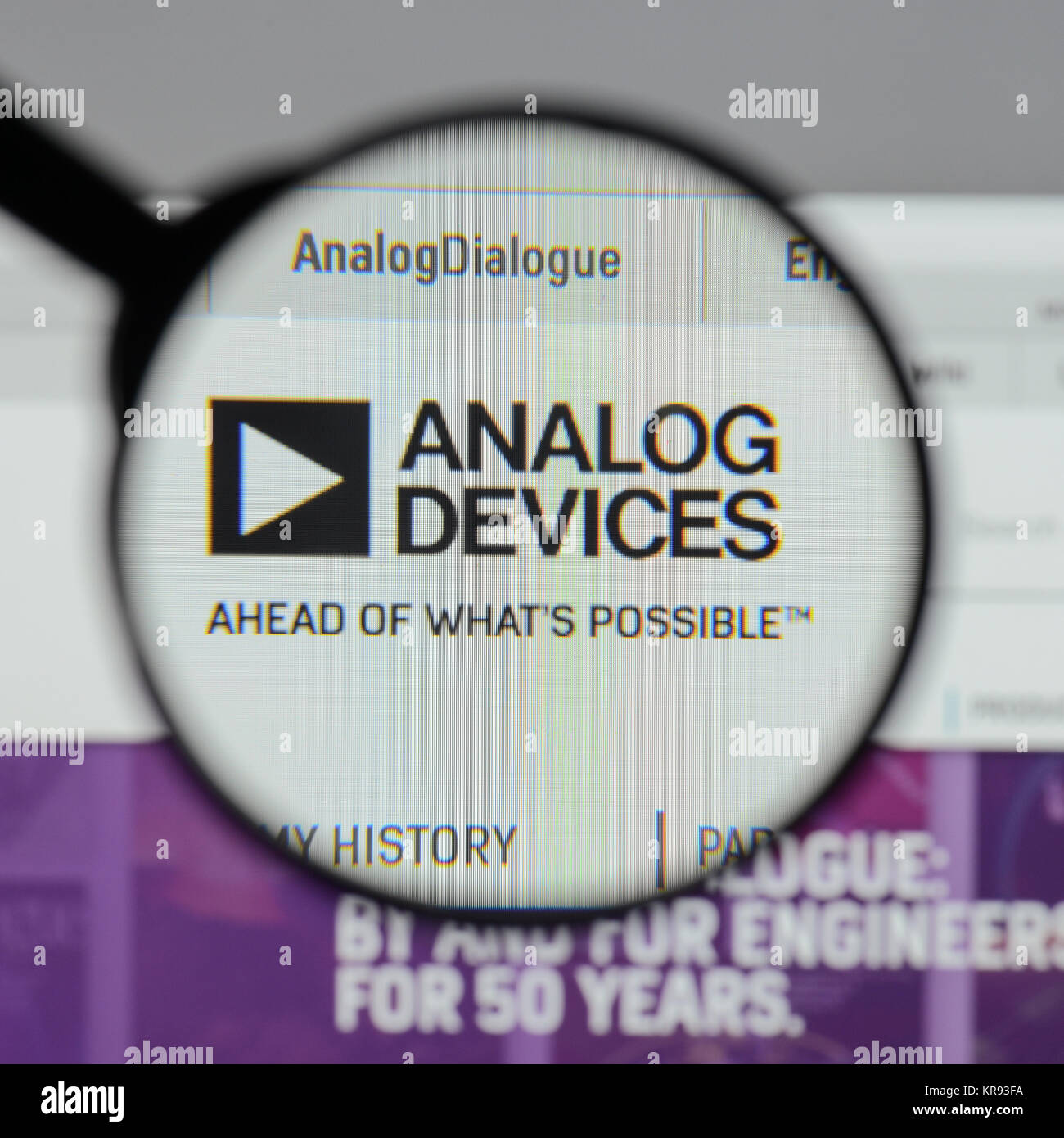 Milan, Italy - August 10, 2017: Analog Devices logo on the website ...