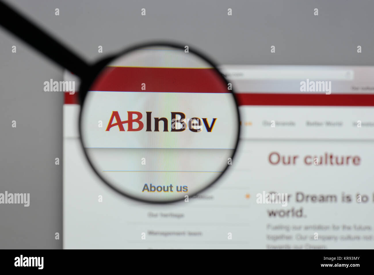 Milan, Italy - August 10, 2017: ABinBEv, Anheuser Busch In Bev logo on ...