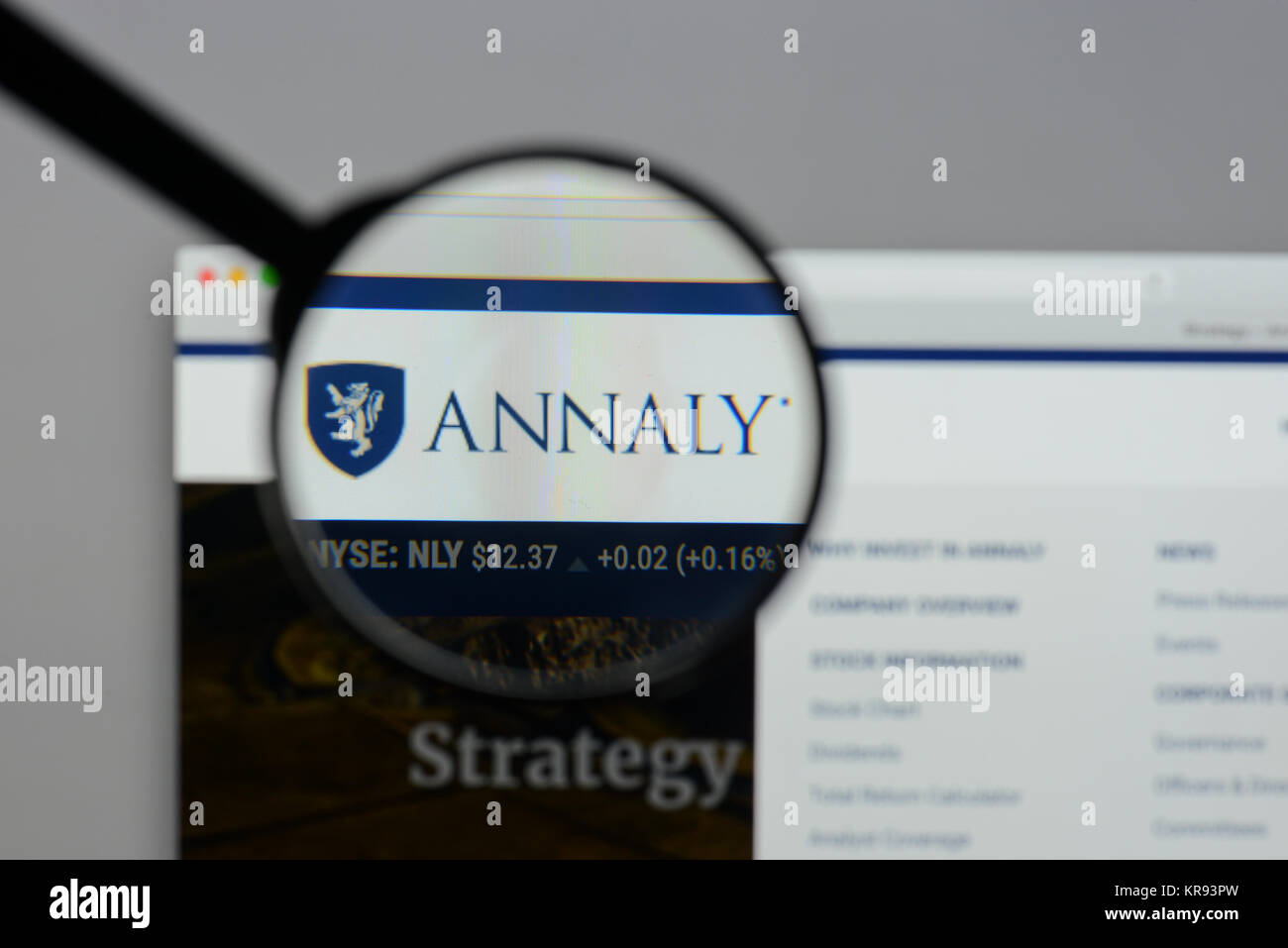 Milan, Italy - August 10, 2017: Annaly Capital Management logo on the ...