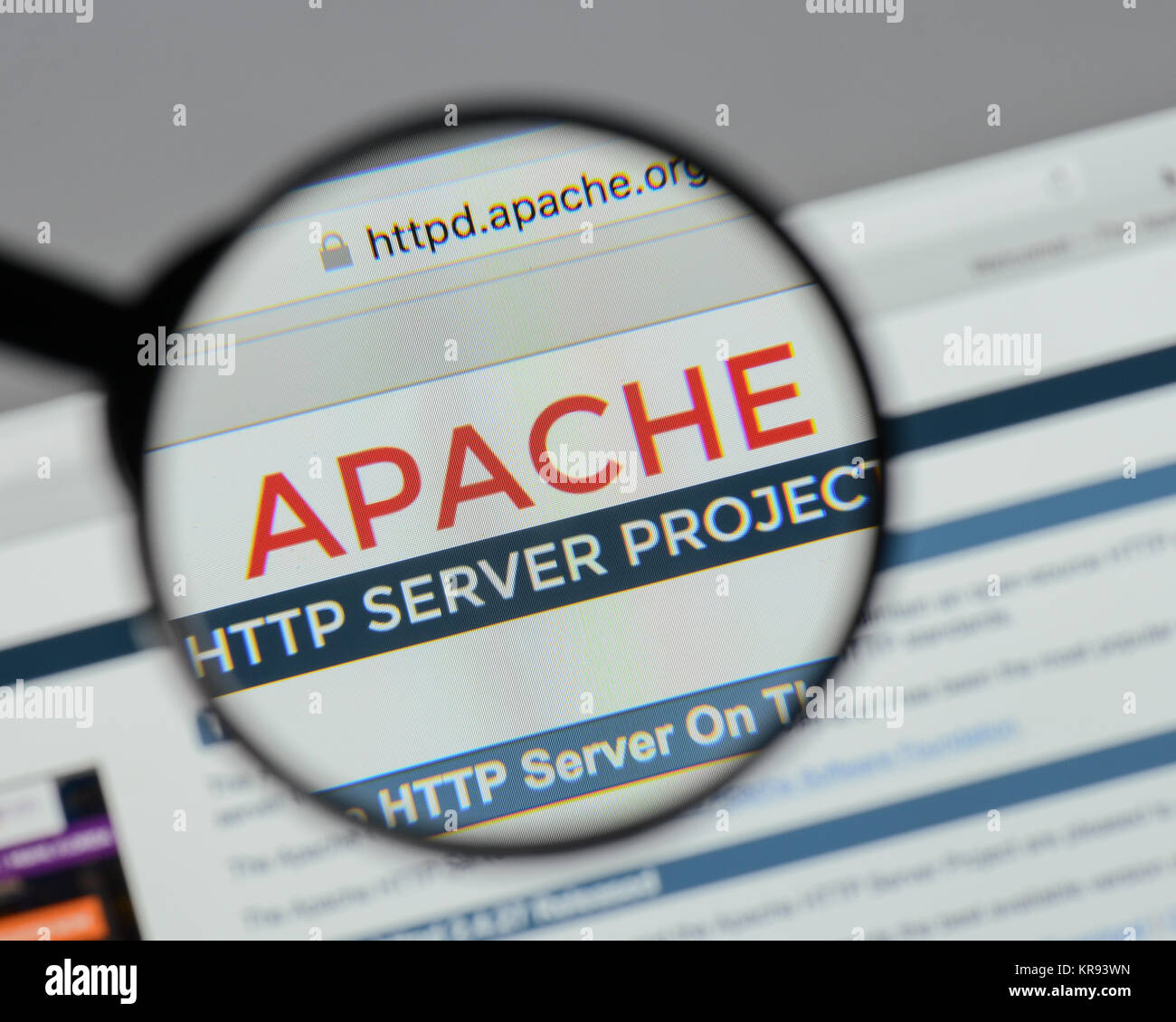 Milan, Italy - August 10, 2017: Apache logo on the website homepage ...