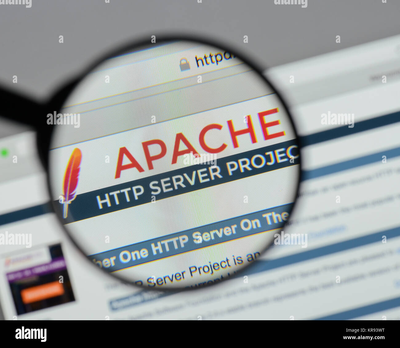 Milan, Italy - August 10, 2017: Apache logo on the website homepage ...