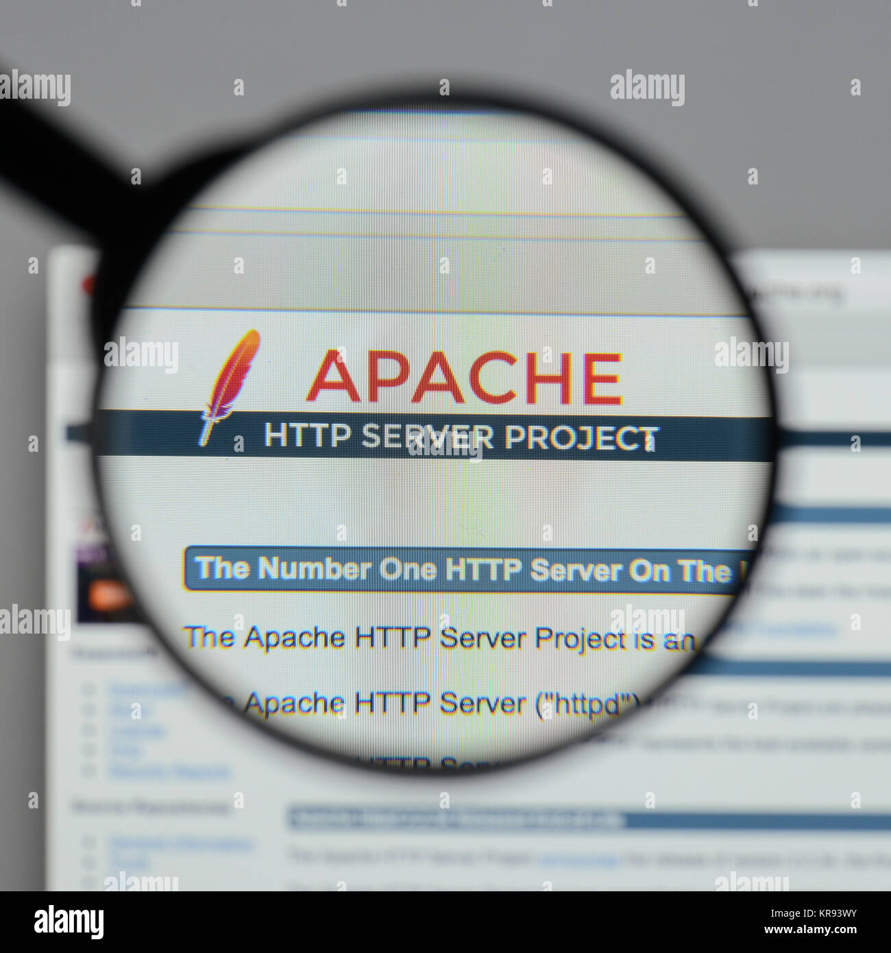 Milan, Italy - August 10, 2017: Apache logo on the website homepage ...