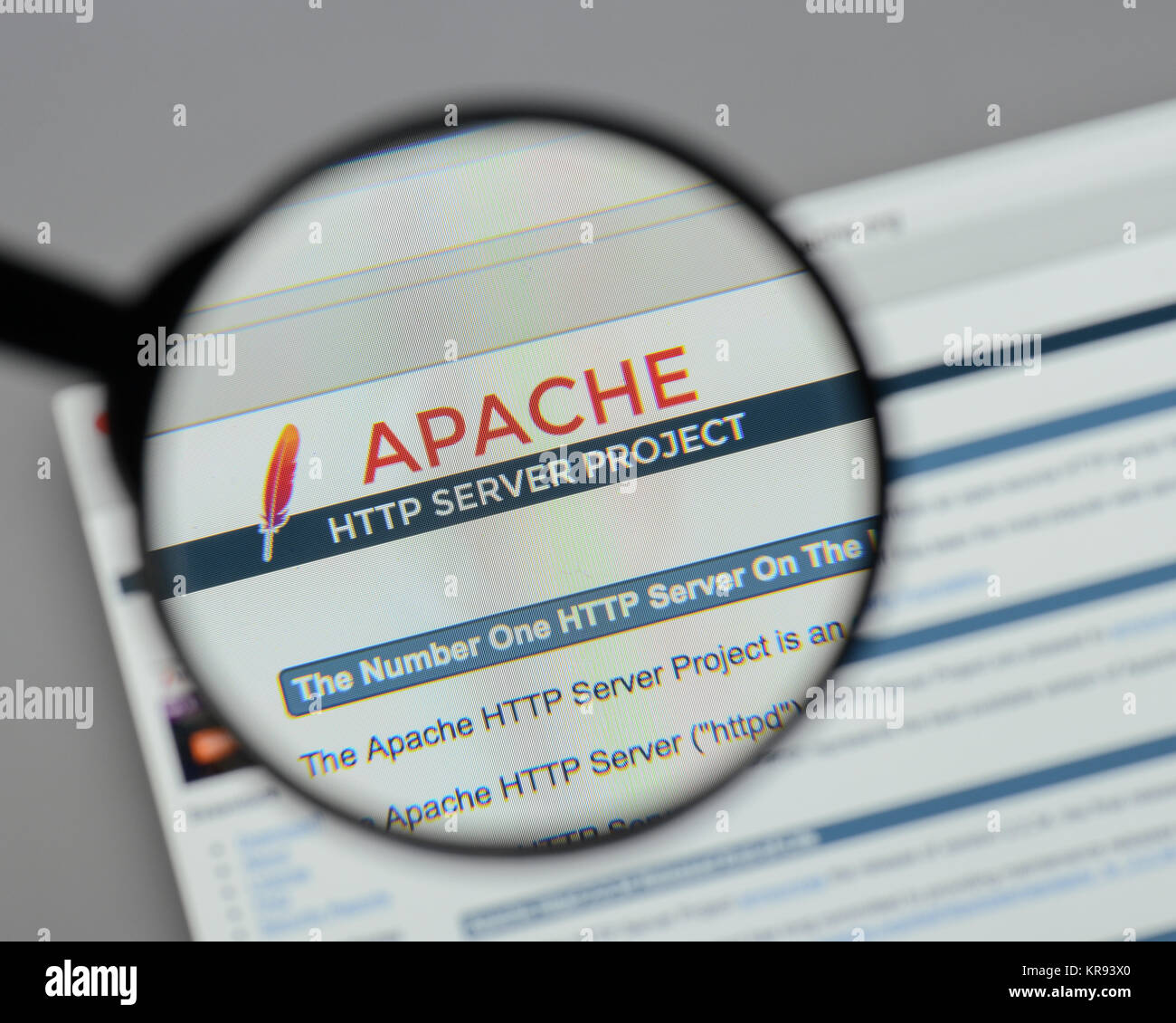 Milan, Italy - August 10, 2017: Apache logo on the website homepage ...