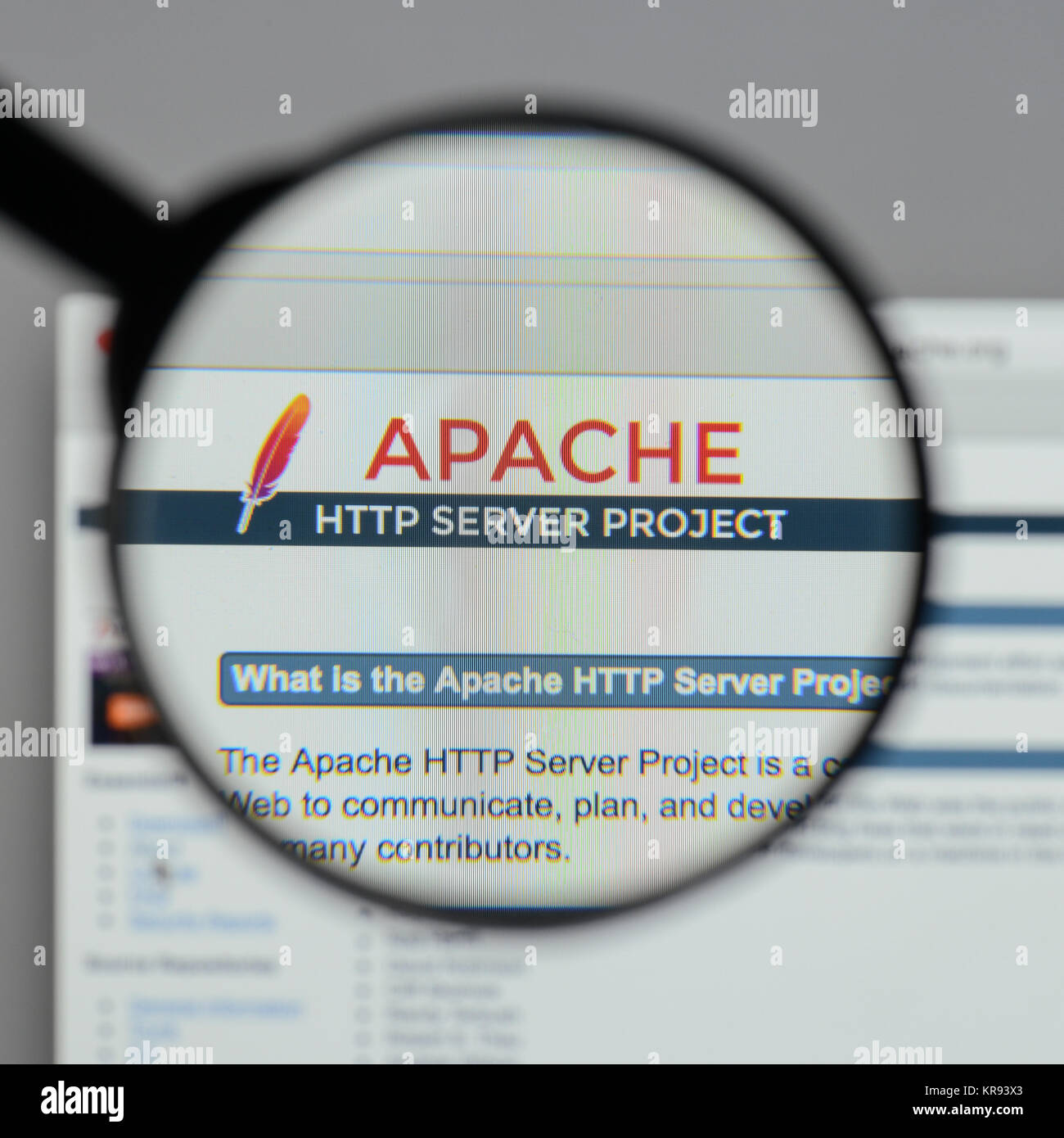 Milan, Italy - August 10, 2017: Apache logo on the website homepage ...