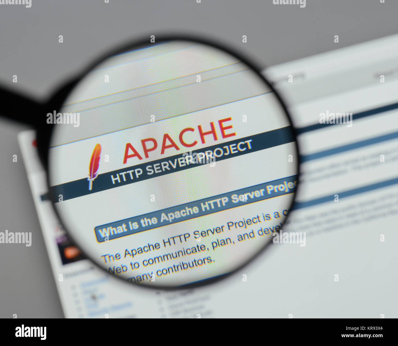 Milan, Italy - August 10, 2017: Apache logo on the website homepage ...