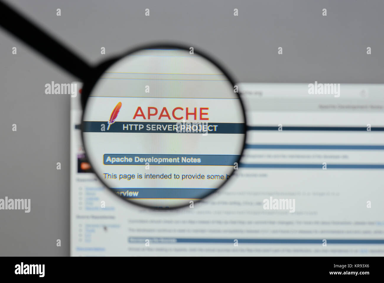 Milan, Italy - August 10, 2017: Apache logo on the website homepage ...