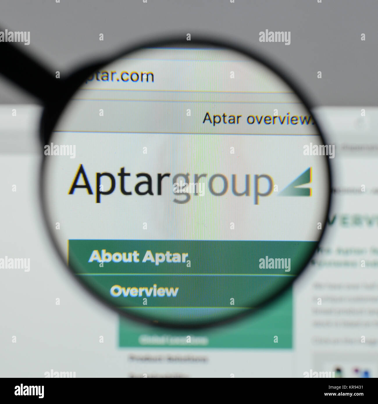 Milan, Italy - August 10, 2017: Aptar Group logo on the website ...