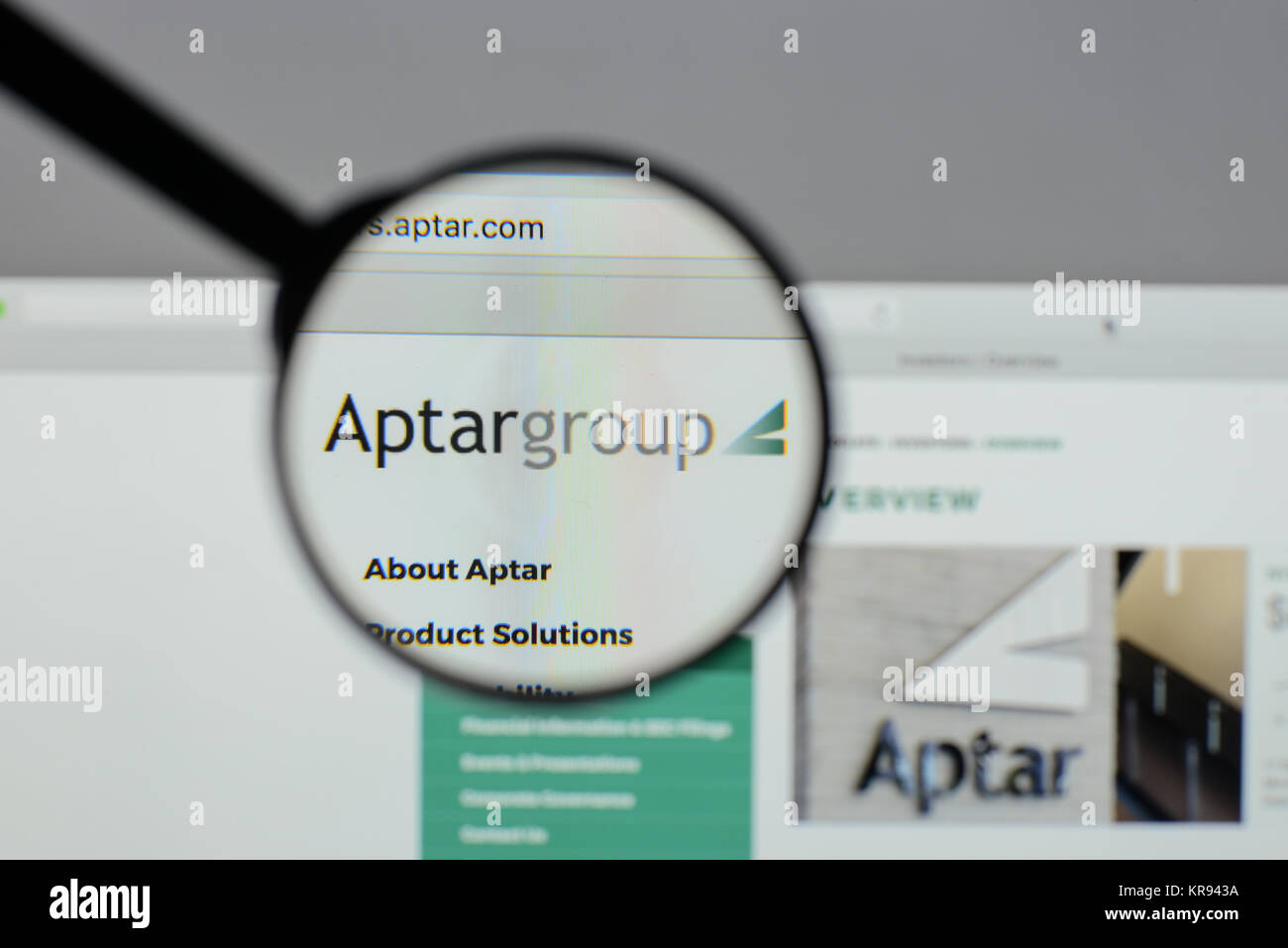 Milan, Italy - August 10, 2017: Aptar Group logo on the website ...