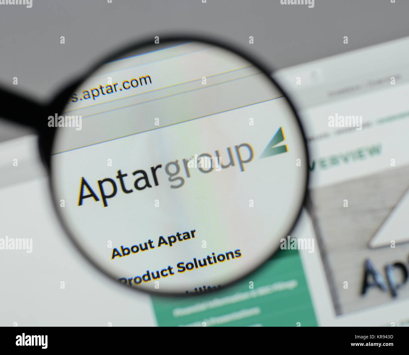 Milan, Italy - August 10, 2017: Aptar Group logo on the website ...