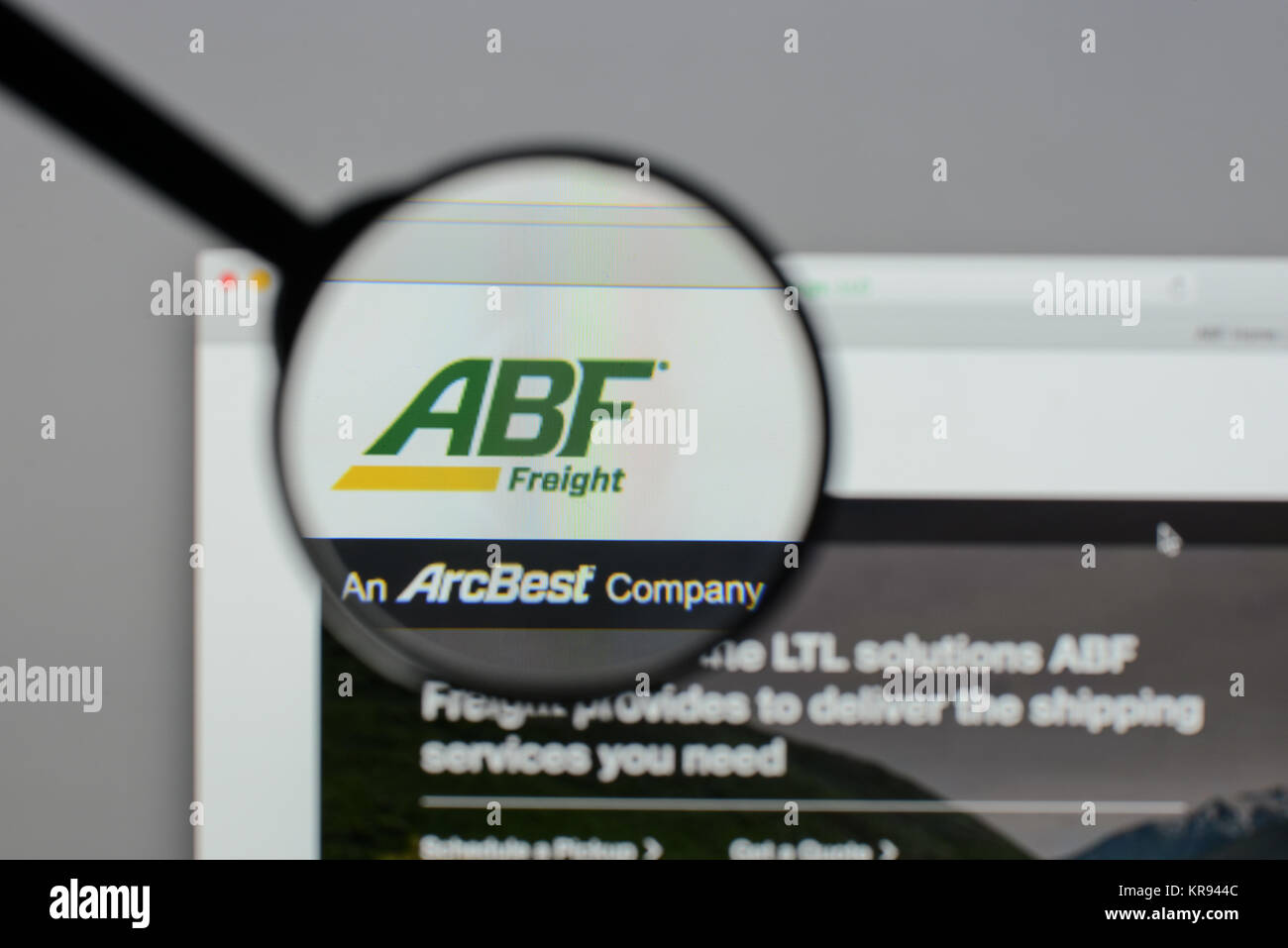 Milan, Italy - August 10, 2017: ArcBest logo on the website homepage ...