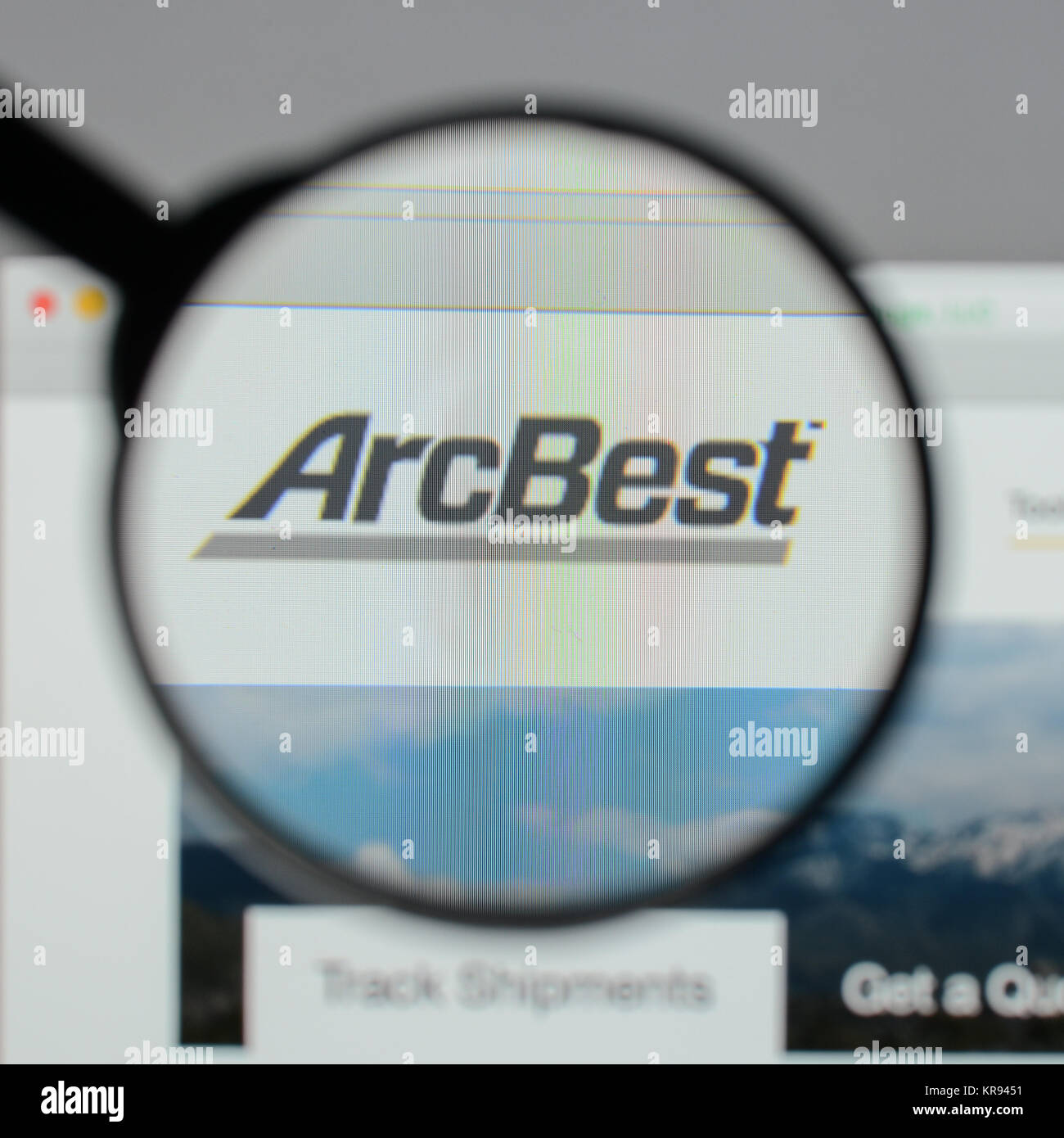 Milan, Italy - August 10, 2017: ArcBest logo on the website homepage ...