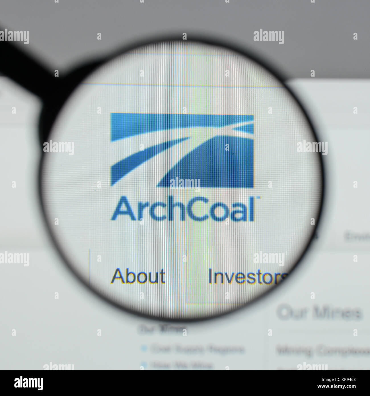 Milan, Italy - August 10, 2017: Arch Coal logo on the website homepage ...