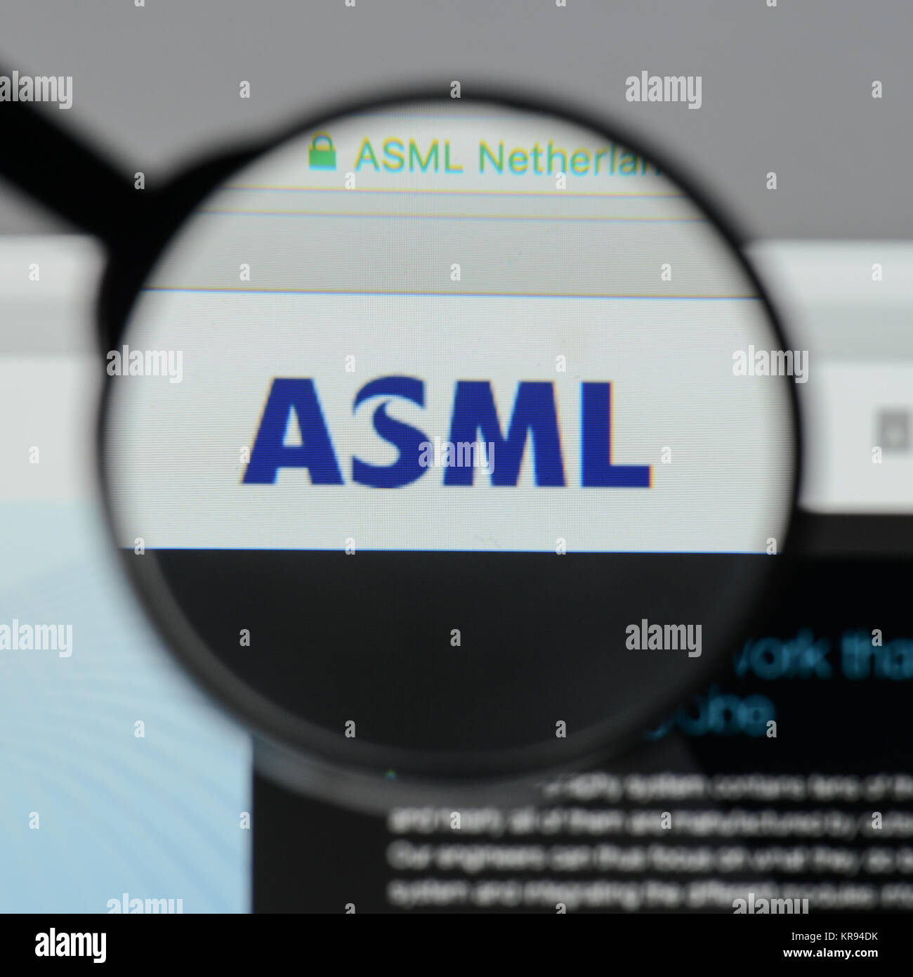 Milan, Italy - August 10, 2017: ASML Holding NV logo on the website ...