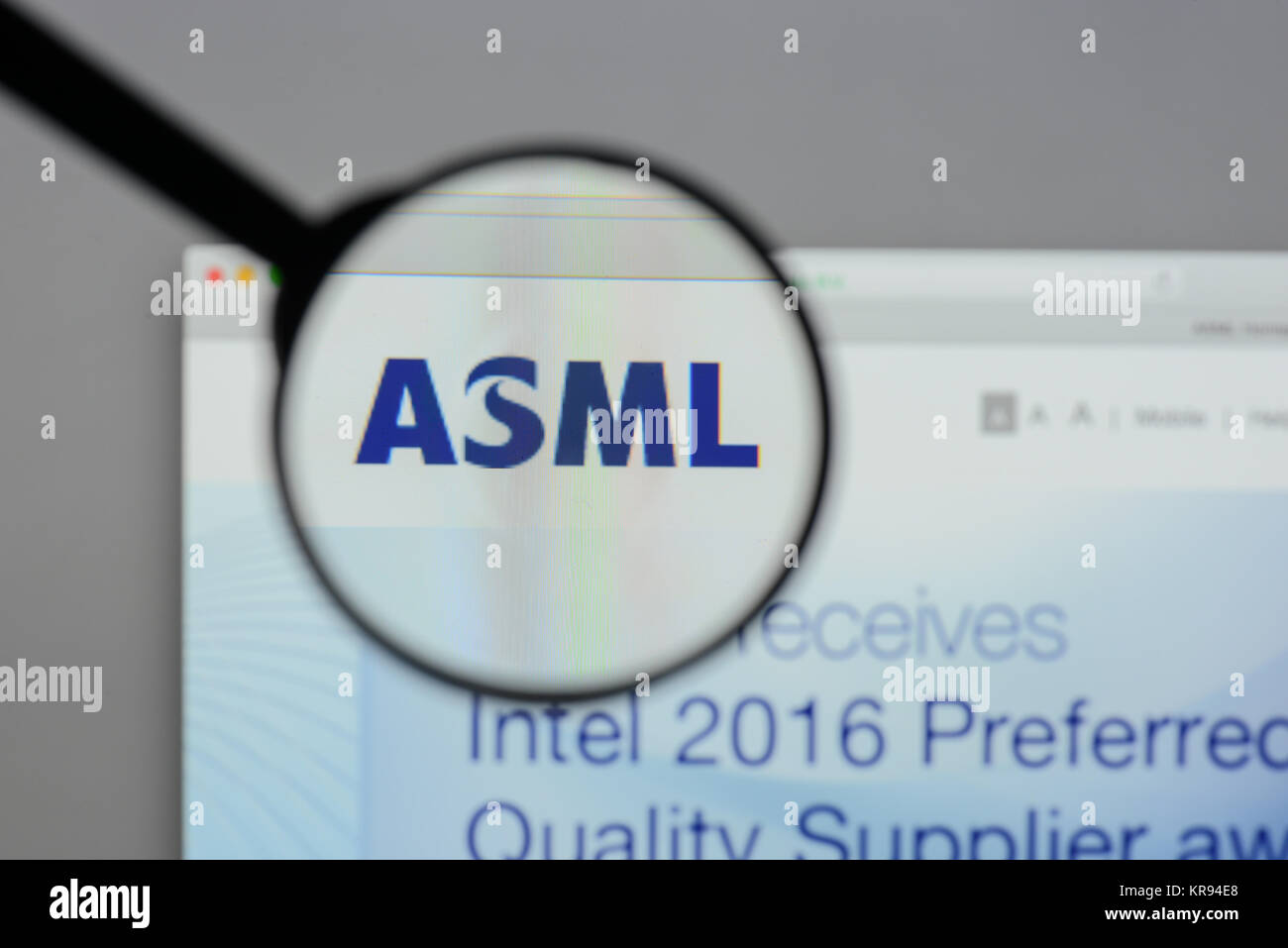 Milan, Italy - August 10, 2017: ASML Holding NV logo on the website ...