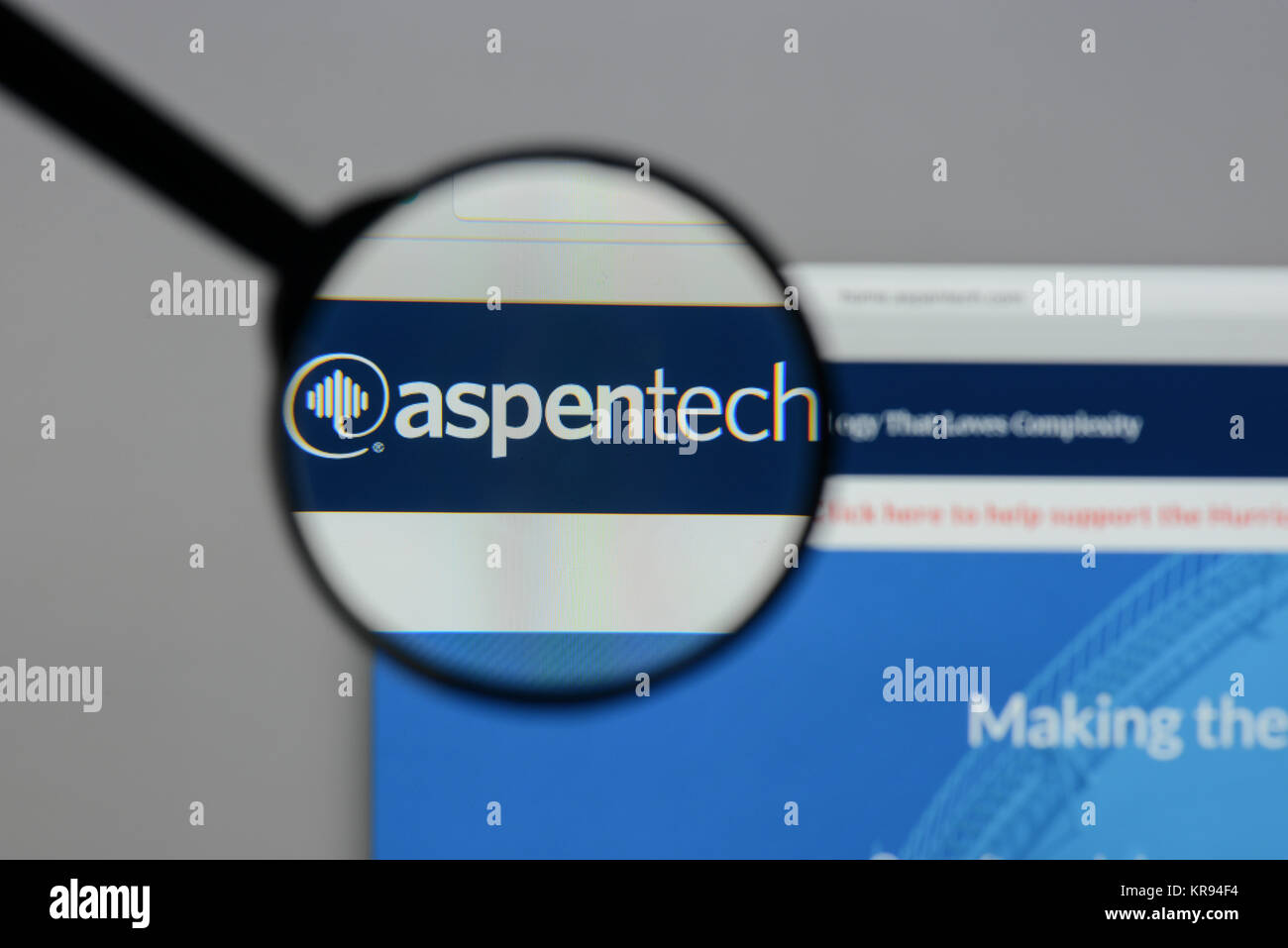 Milan, Italy - August 10, 2017: Aspen Technology logo on the website ...