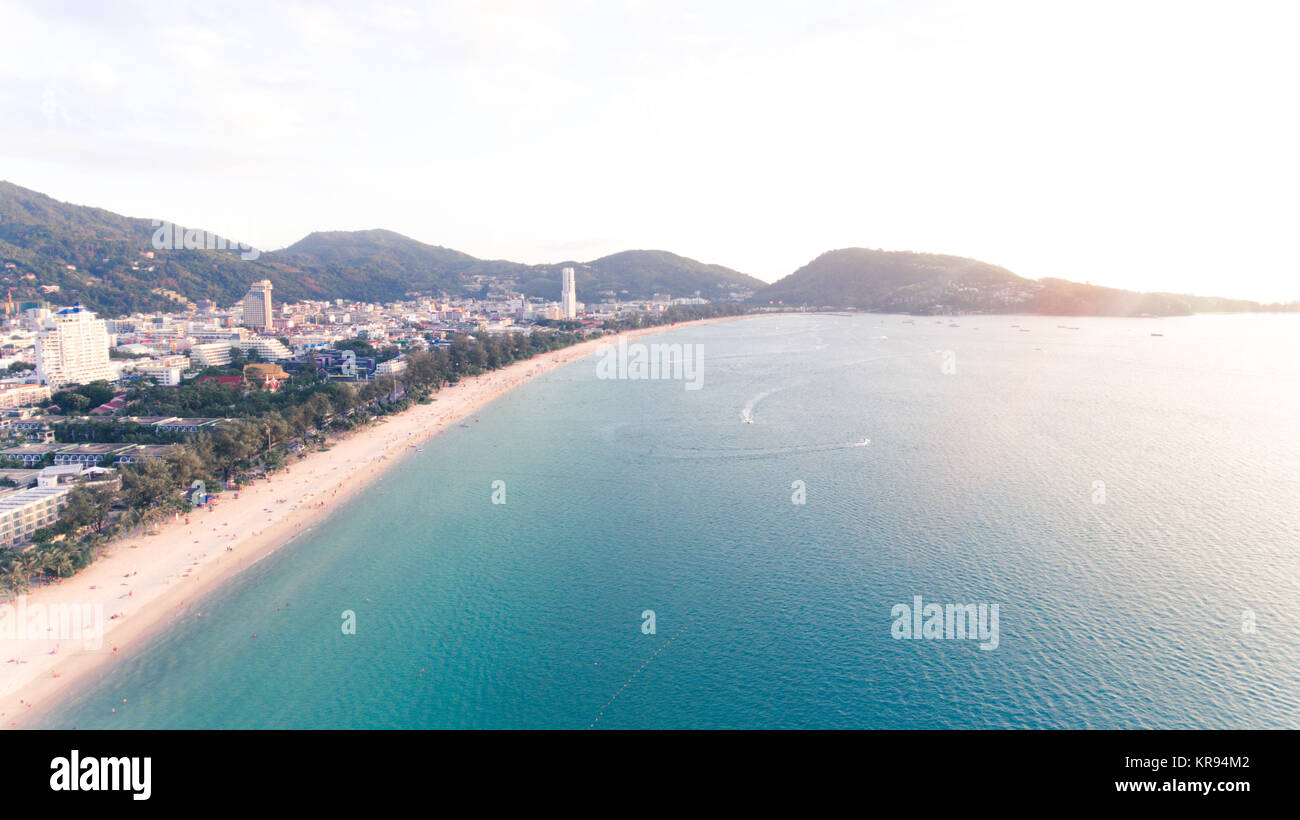 Patong tropical beach from aerial view, Phuket South of Thailand Stock ...