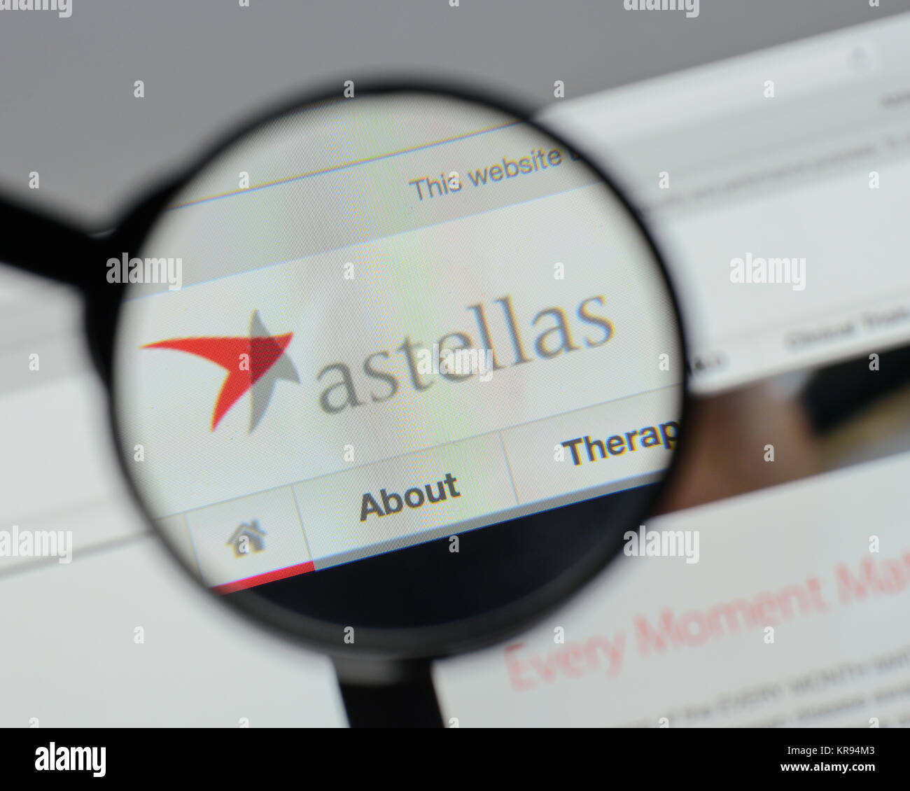 Milan, Italy - August 10, 2017: Astellas Pharma Inc logo on the website ...