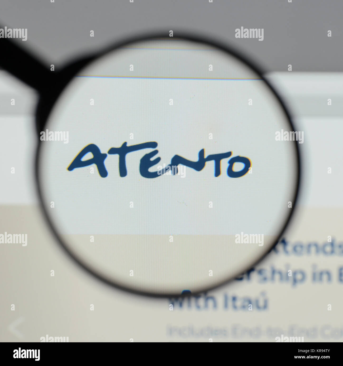 Milan, Italy - August 10, 2017: Atento logo on the website homepage ...