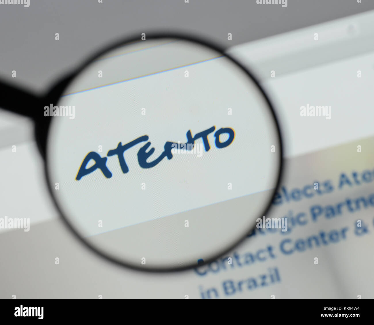 Milan, Italy - August 10, 2017: Atento logo on the website homepage ...