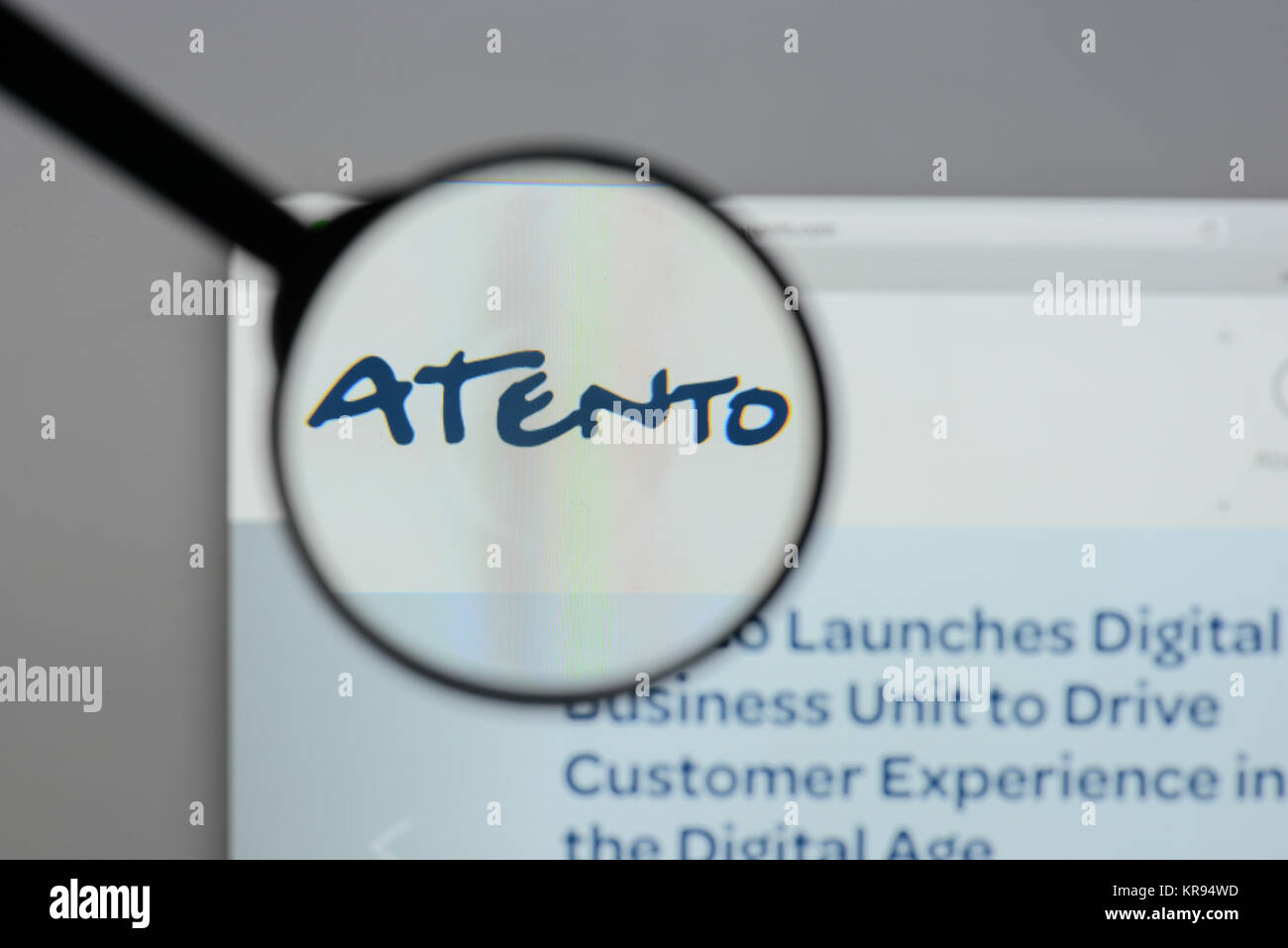 Milan, Italy - August 10, 2017: Atento logo on the website homepage ...