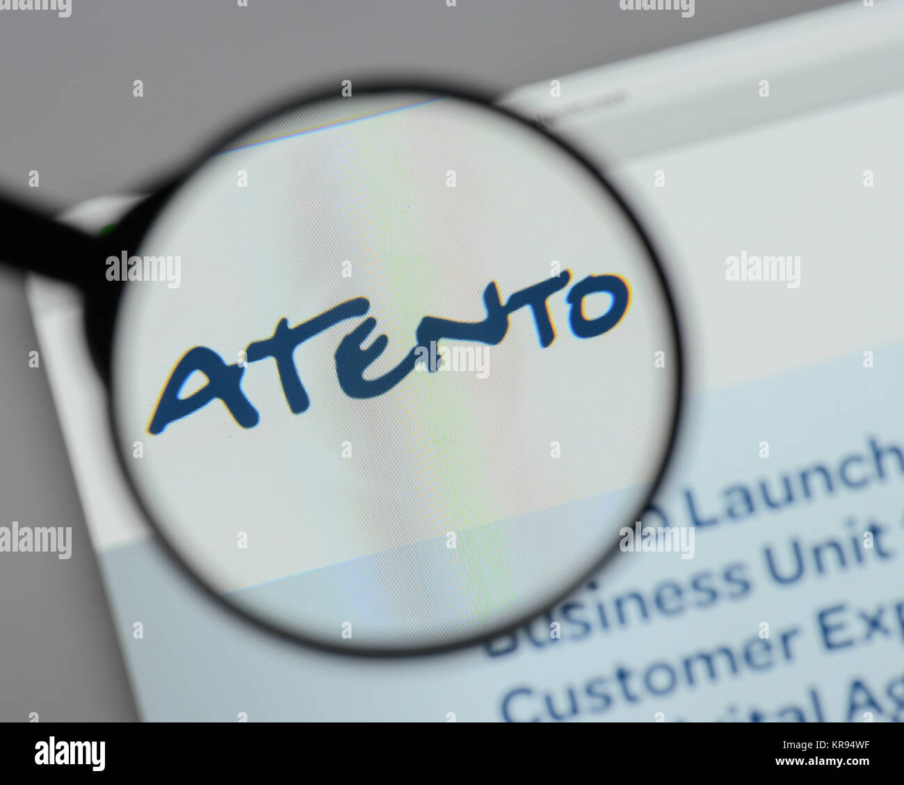 Milan, Italy - August 10, 2017: Atento logo on the website homepage ...