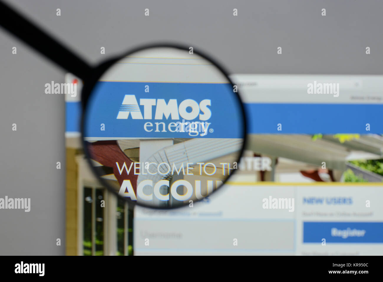 Milan, Italy - August 10, 2017: Atmos Energy logo on the website ...