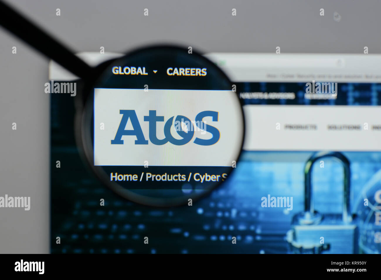 Milan, Italy - August 10, 2017: Atos logo on the website homepage Stock ...