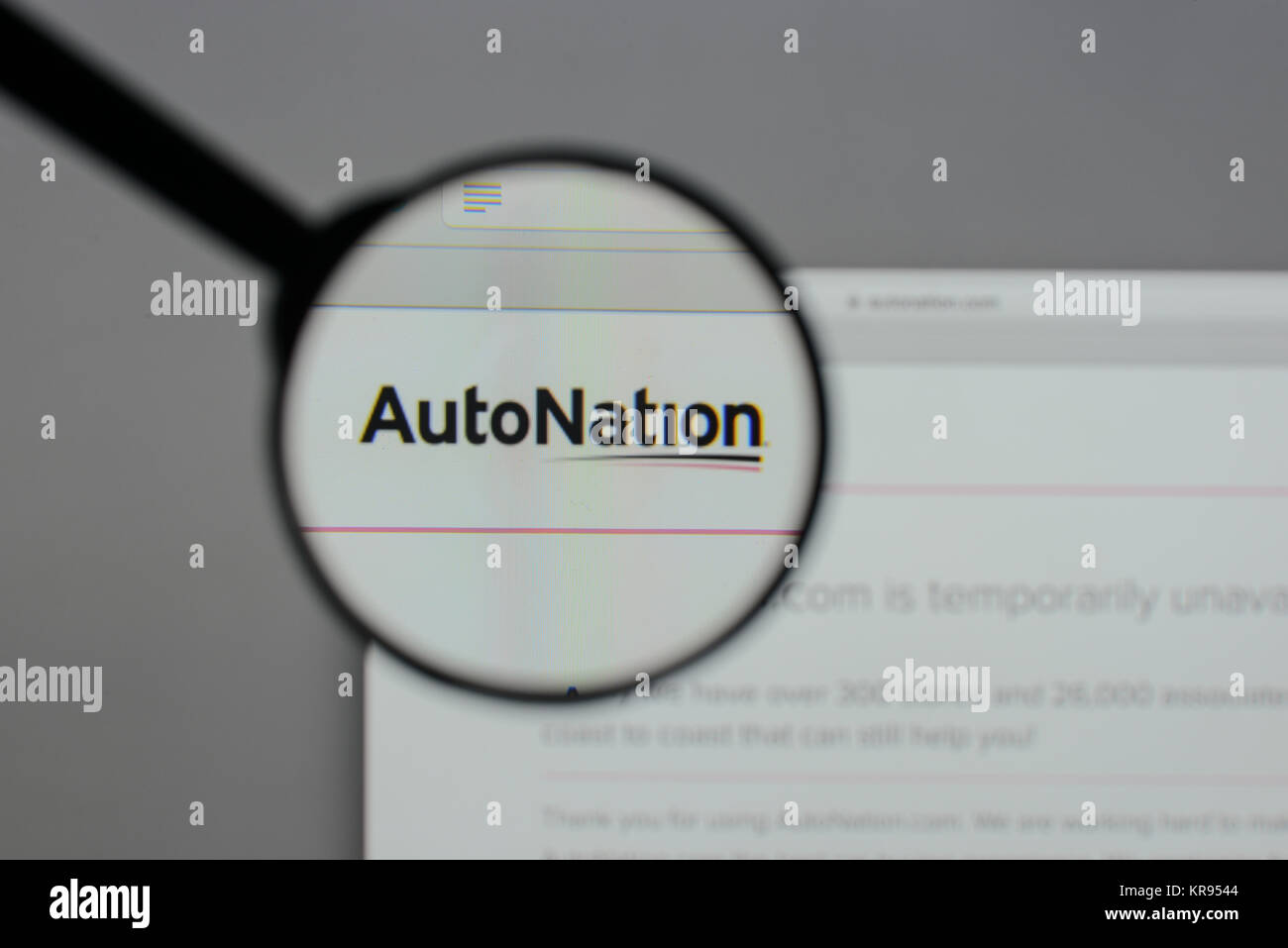 Milan, Italy - August 10, 2017: AutoNation logo on the website homepage ...