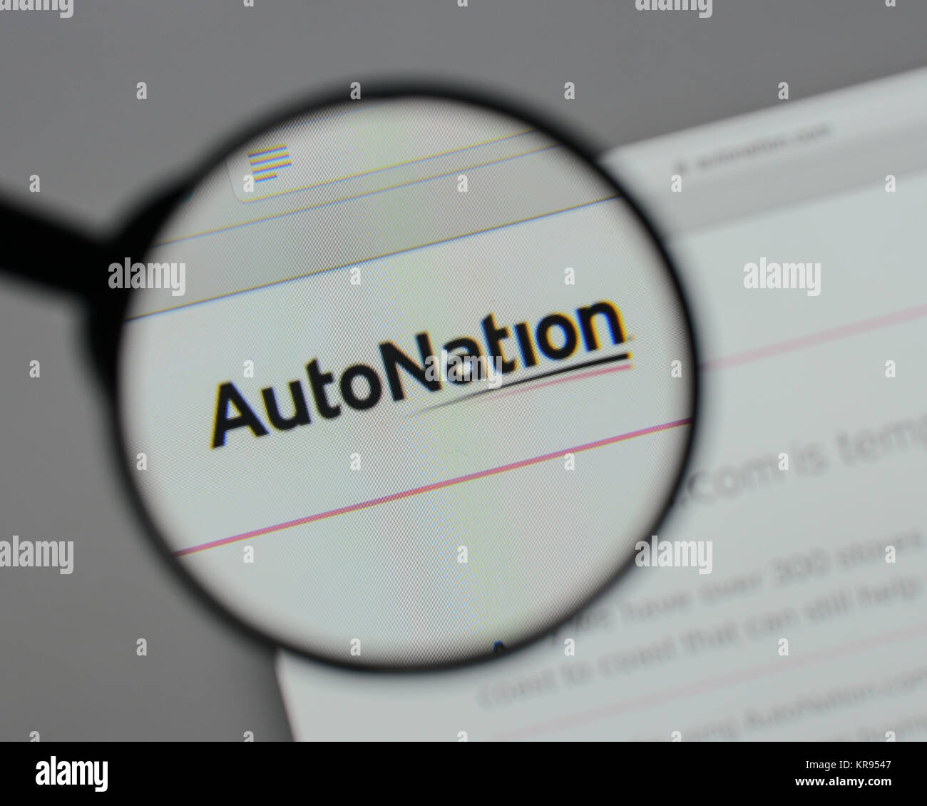 Milan, Italy - August 10, 2017: AutoNation logo on the website homepage ...