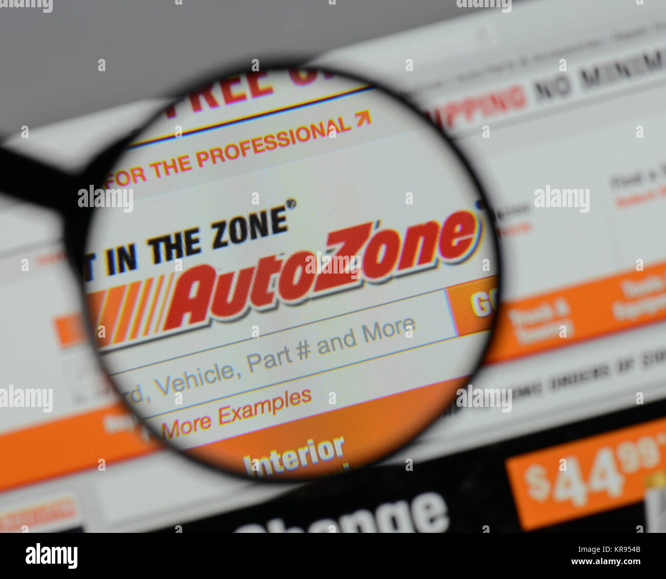 Milan, Italy - August 10, 2017: AutoZone logo on the website homepage ...