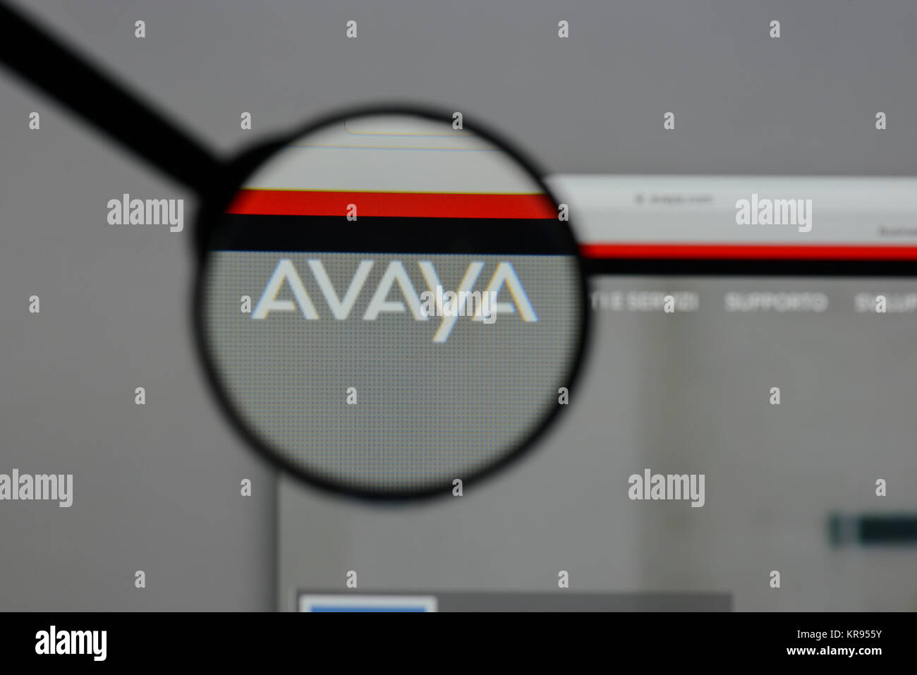 Milan, Italy - August 10, 2017: Avaya logo on the website homepage ...